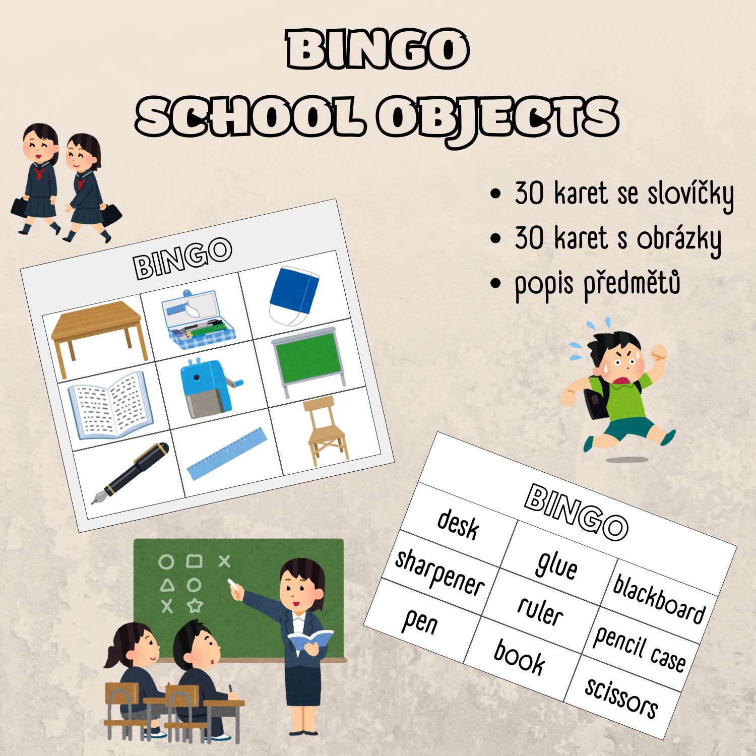 School objects - bingo - Anglický jazyk | UčiteléUčitelům.cz